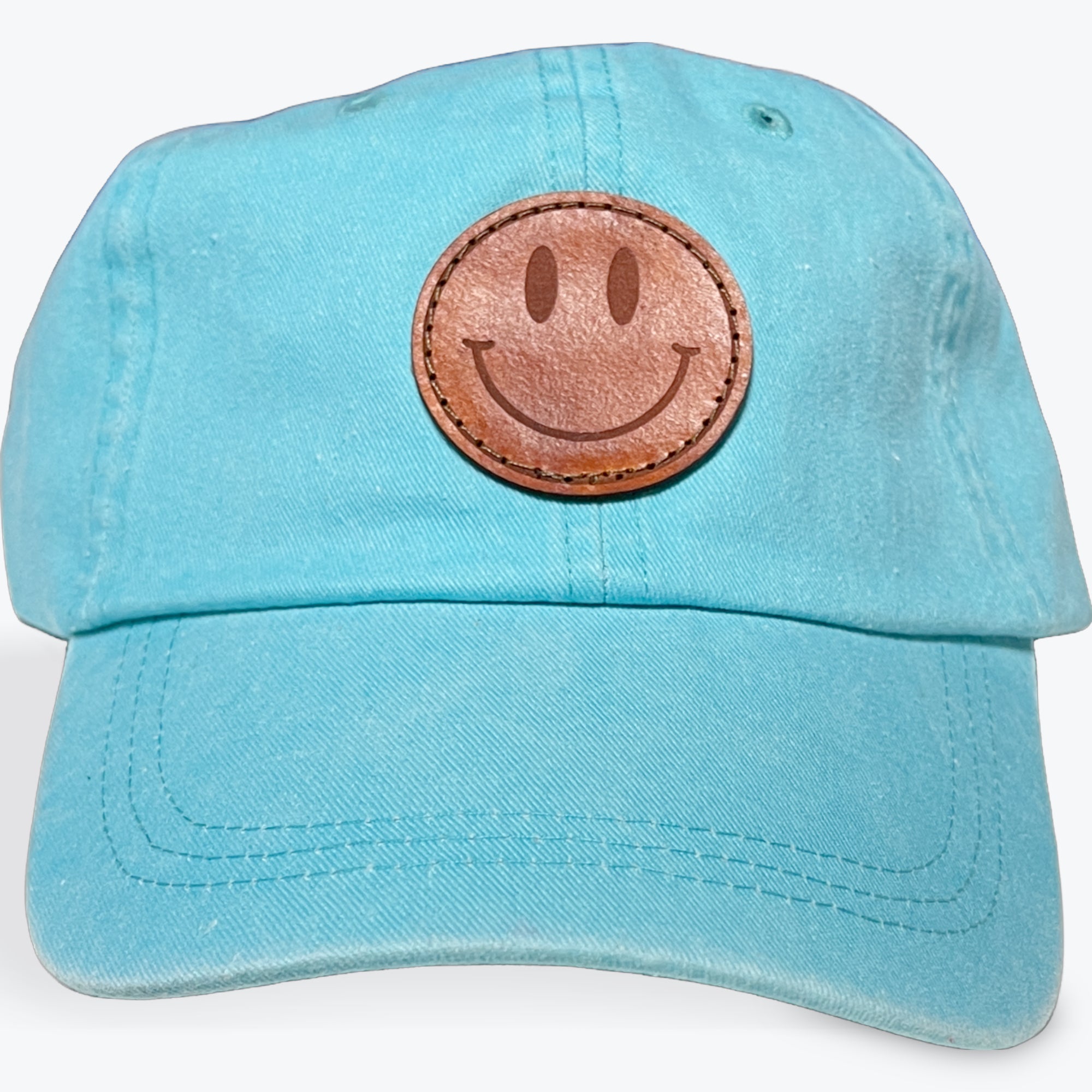 Smiley Face Stained Patch Unstructured Hat Aqua | Pelican State ...